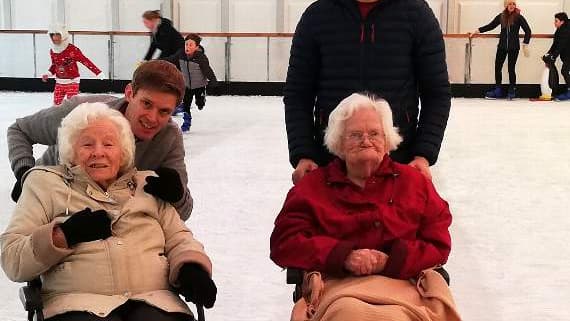 Care home women visit festive ice-rink | wellington-today.co.uk