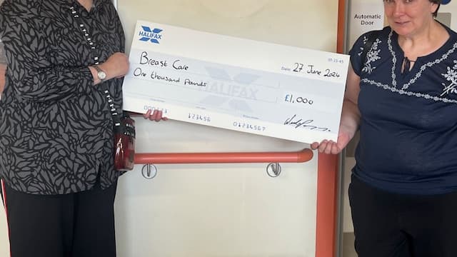 Wendy and Mandy present £,1000 cheque to Love Musgrove cancer charity ...