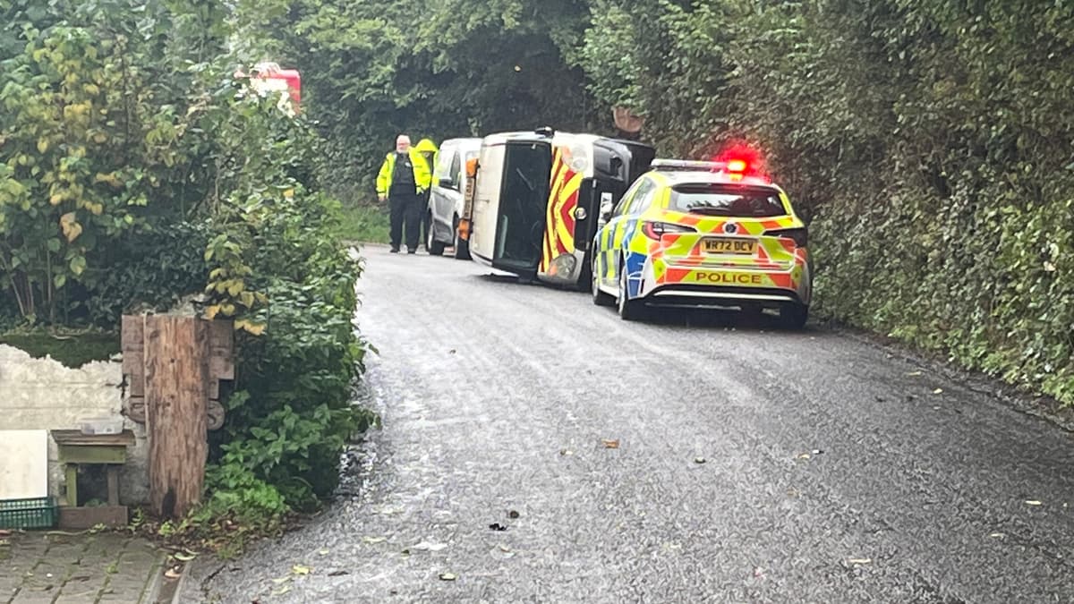 Police close road as van overturns near Wellington | wellington-today.co.uk