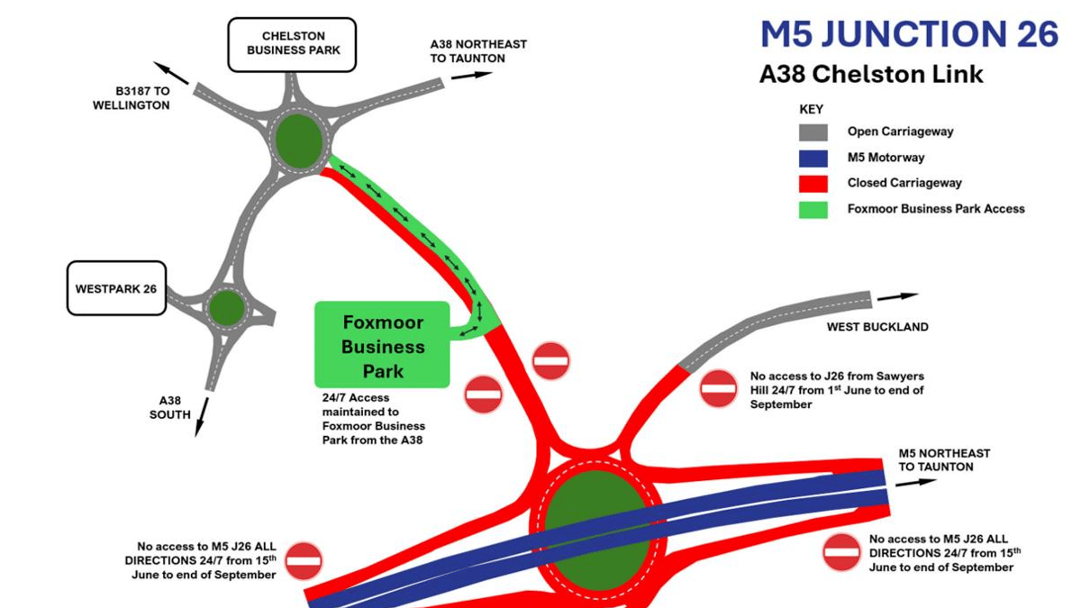 Fears of 'traffic carnage' on A38 now motorway junction 26 has closed ...